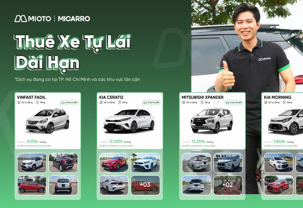 Mioto - Ứng dụng cho thuê xe tự lái & có tài xế 4-7 chỗ