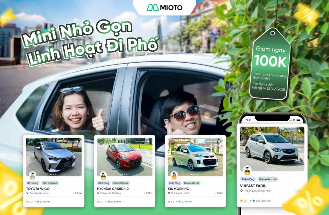 Mioto - Ứng dụng cho thuê xe tự lái & có tài xế 4-7 chỗ