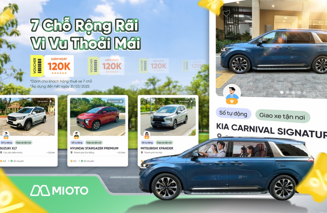 Mioto - Ứng dụng cho thuê xe tự lái & có tài xế 4-7 chỗ